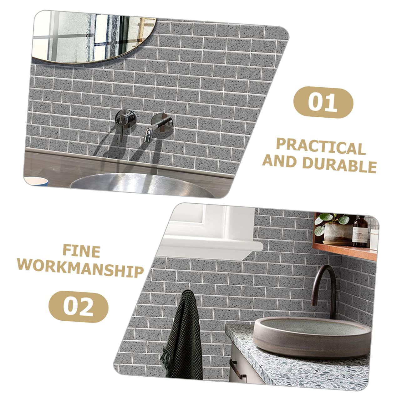 Homoyoyo 6pcs Stove Oil Proof Wall Sticker Kitchen Cabinet Decor Wedding Stickers Vinyl Floor Tile Stickers Oilproof Kitchen Backsplash Vinyl Wall Tiles Cupboard PVC Mural