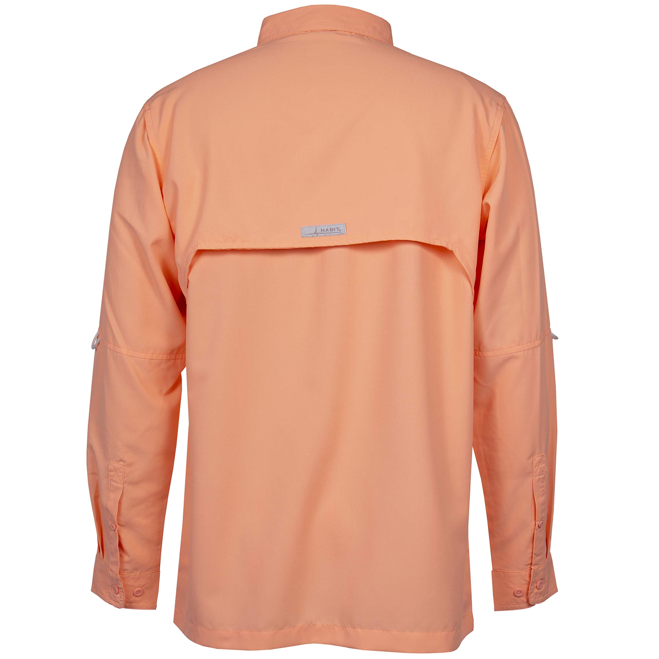 HABIT Men's Belcoast Long Sleeve River Guide Fishing Shirt, Spiked Peach, Small