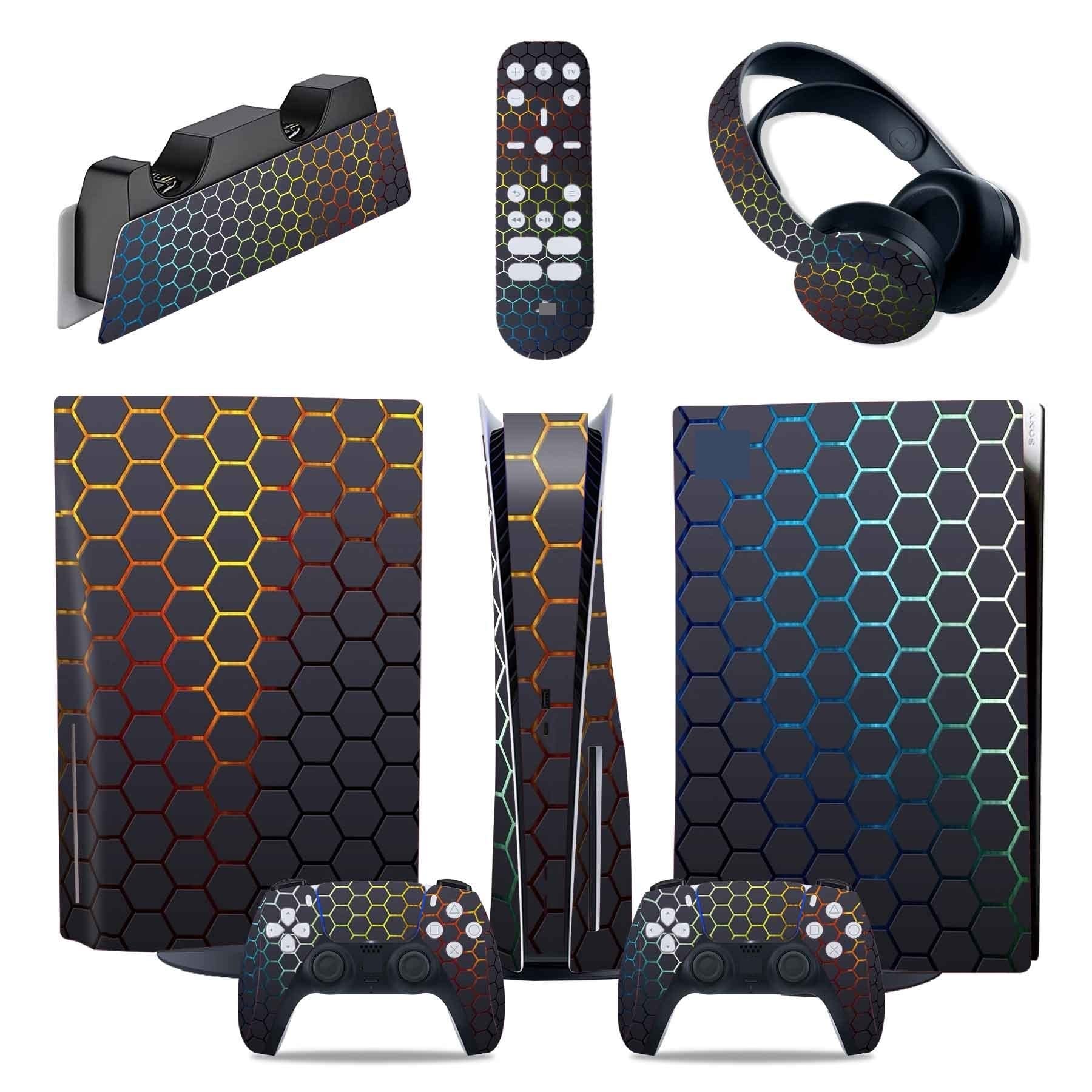 FXCON for PS5 Skin Disc Edition Console and Controller Accessories Cover Skins Wraps Fan Art Design for PS 5 Disc Vers Bubble Free