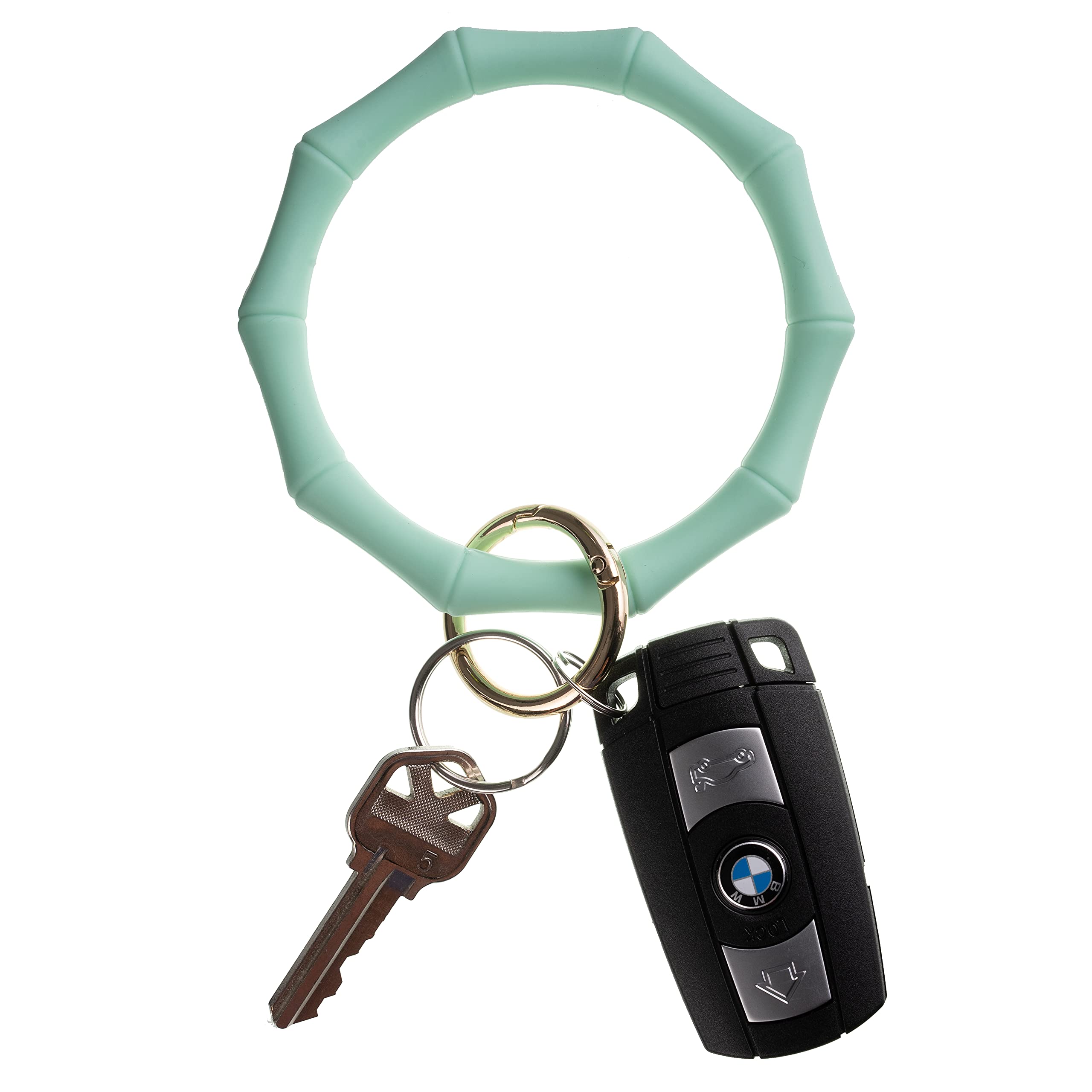 HADLEY MAE DESIGNS Key Ring Bracelet Keychain Wristlet Keychain Bangle Key Ring (Mint Green)