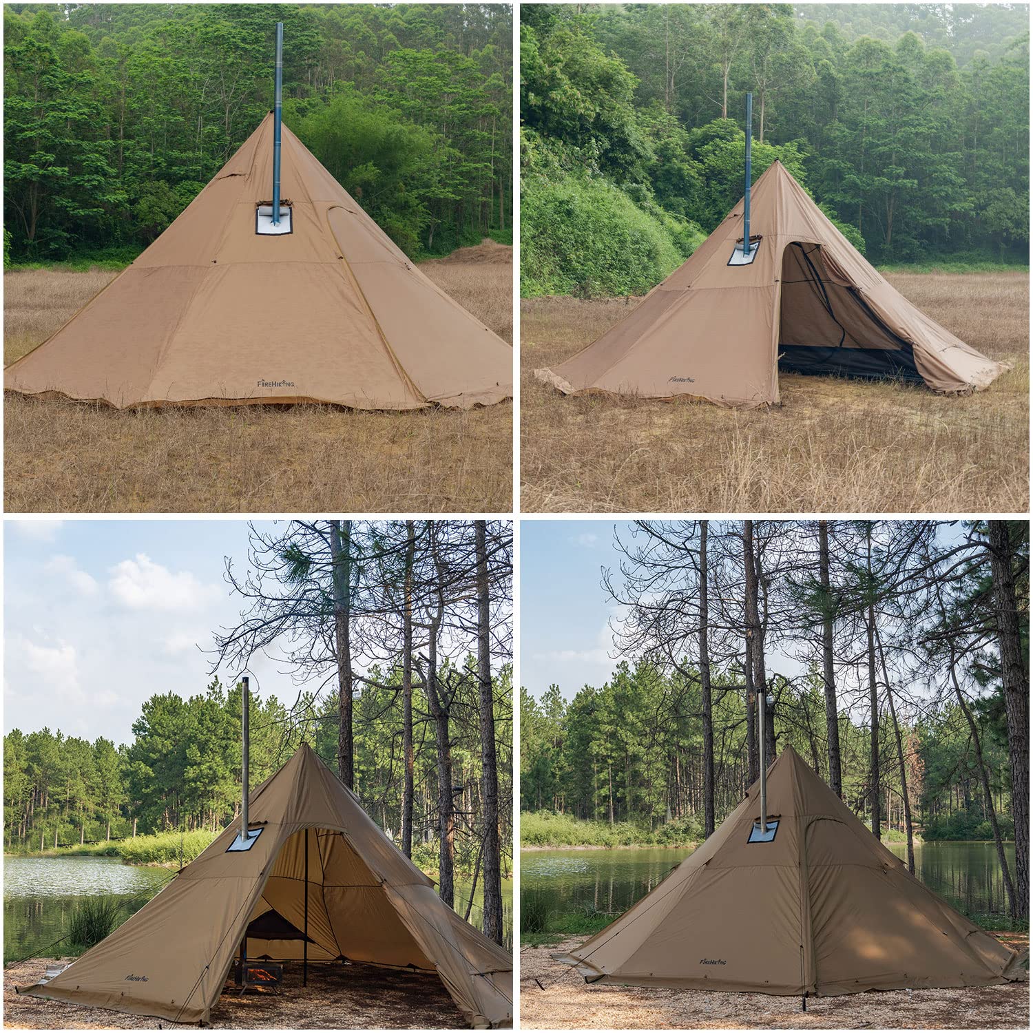 FireHiking 4-8 Person Camping Hot Tent with Stove Pipe Wrap for Bushcraft, Cooking and Heating