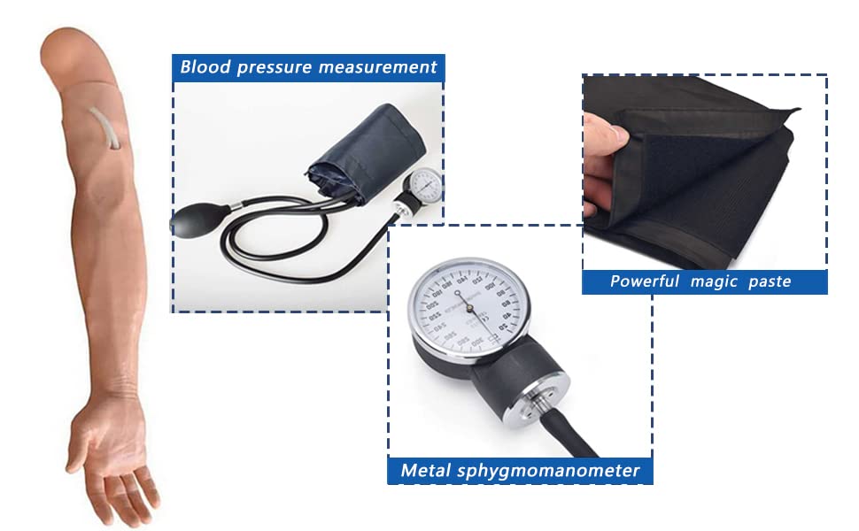 GHDE&MD Life Size Blood Pressure Training Arm Simulator Model with Korotkoff Gap Sound Blood Pressure Cuff Stethoscope LCD Display Model for Basic Nursing Training Skills Mannequin Manikins