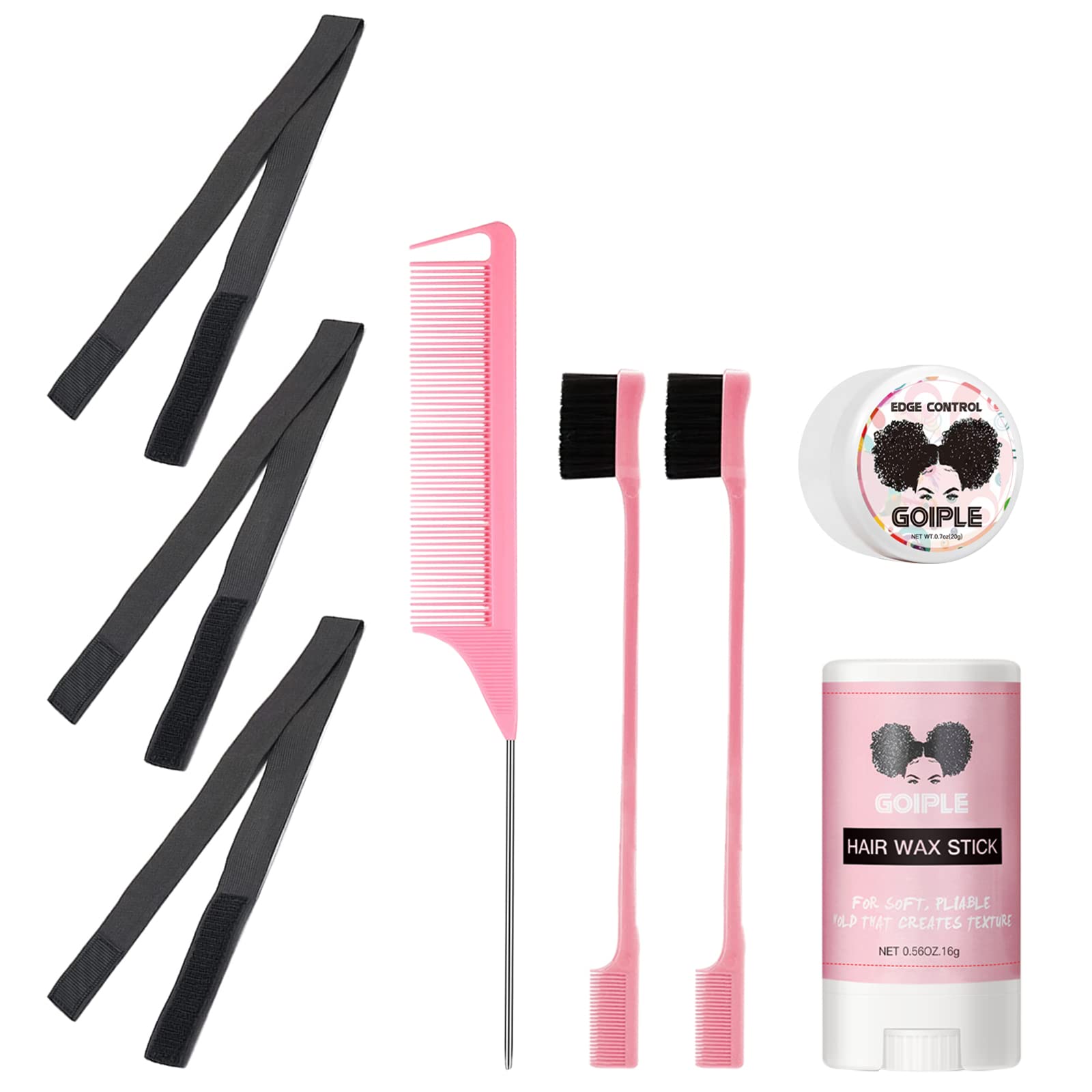 Goiple Adjustable Wig Bands for Lace Frontal and Install - Elastic Bands for Laying Edges and Wig Accessories (Black)