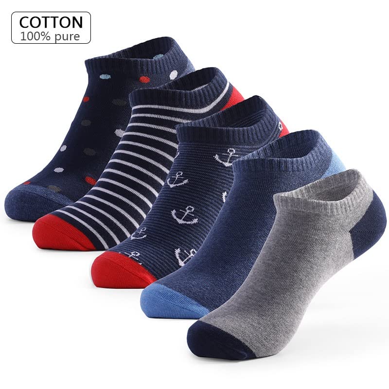 GPPZM 5 Pairs Men's Socks Summer Large Size Breathable Socks Cotton Shallow Mouth low-top Male Socks