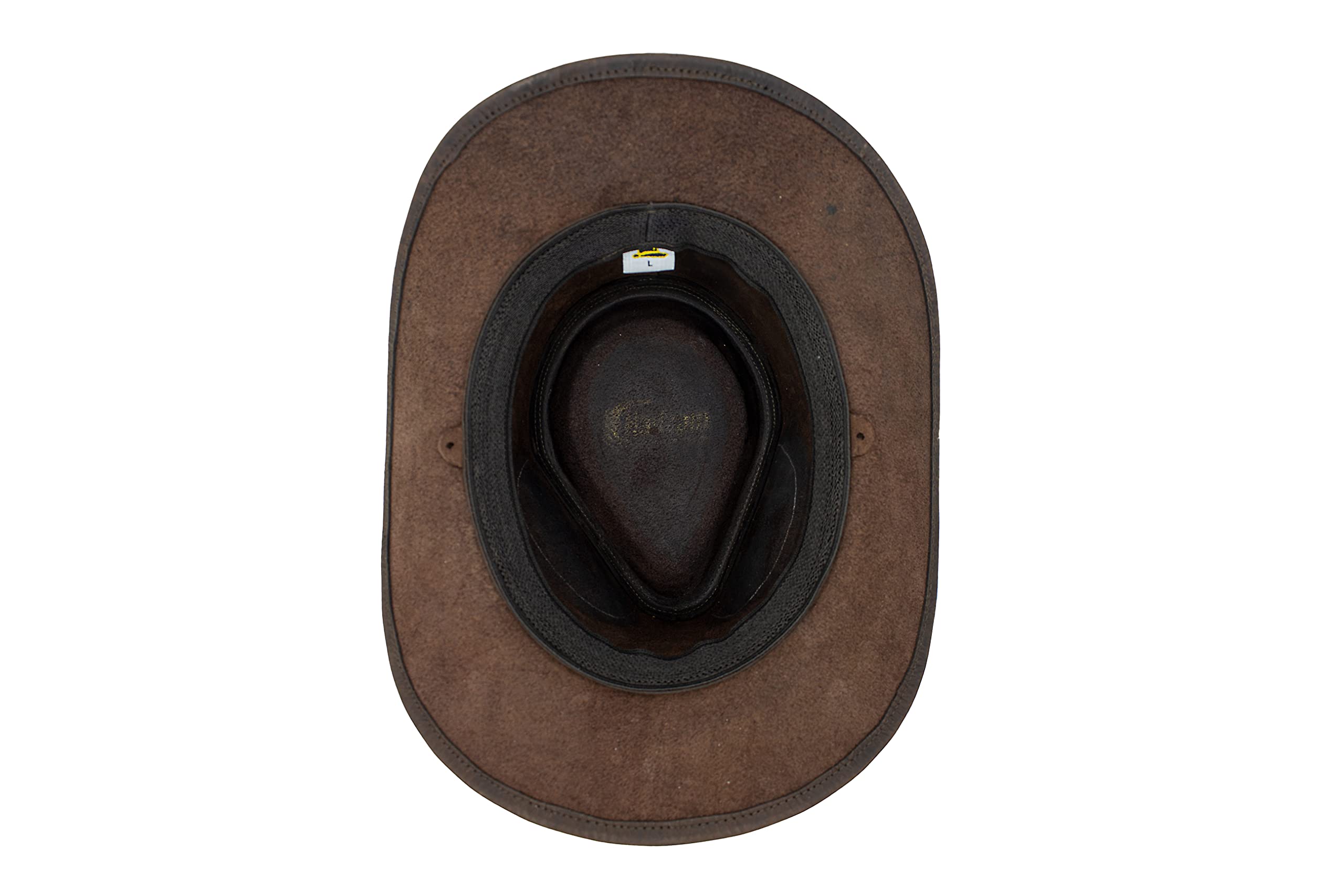 HADZAM Block Made of Grain Leather Cowboy hat for Men & Women Shapeable into Outback hat Great for Western Vintage Looks. Red Brown