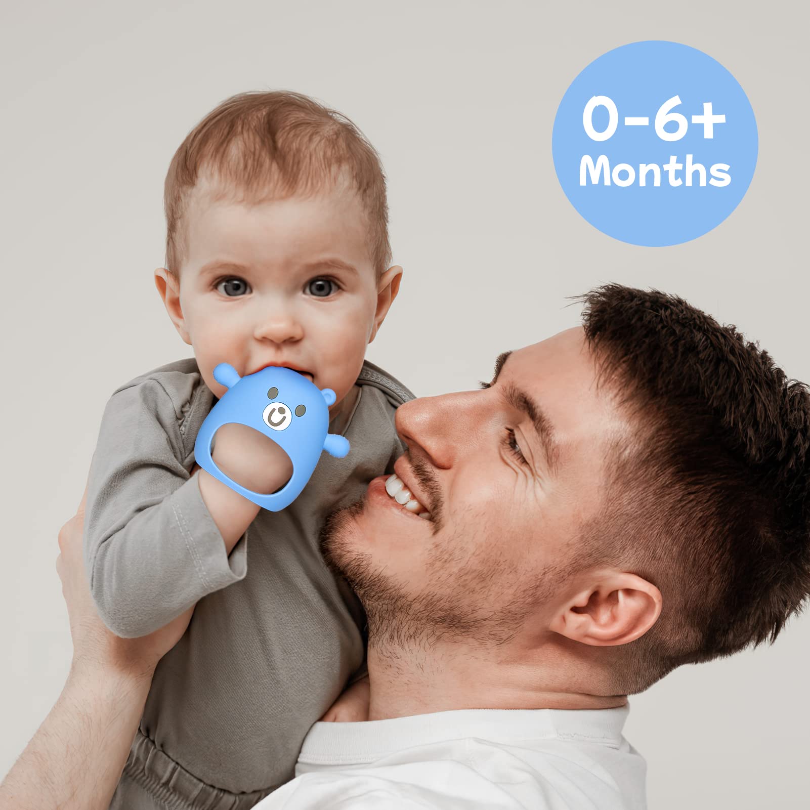 MCGMITT Teething Toys for Babies 0-6 Months, BPA-Free Baby Teething Toys, Wrist Handy Baby Teether for Soothing Teething Pain Relief, Silicone Teether Sucking Needs, Blue