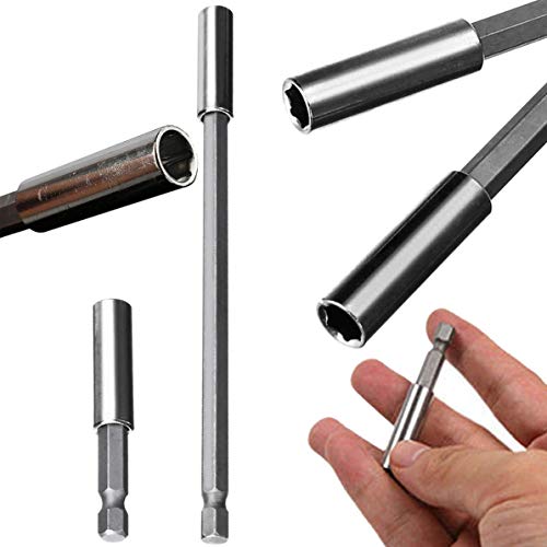 Katzco Magnetic Bit Holder Extensions - 3 Piece Set - 2, 4, and 6 Inch - for Drills, Socket Adapters, Automotive Maintenance, Shops, Mechanics, Household Use, DIY, Repair Work, and More