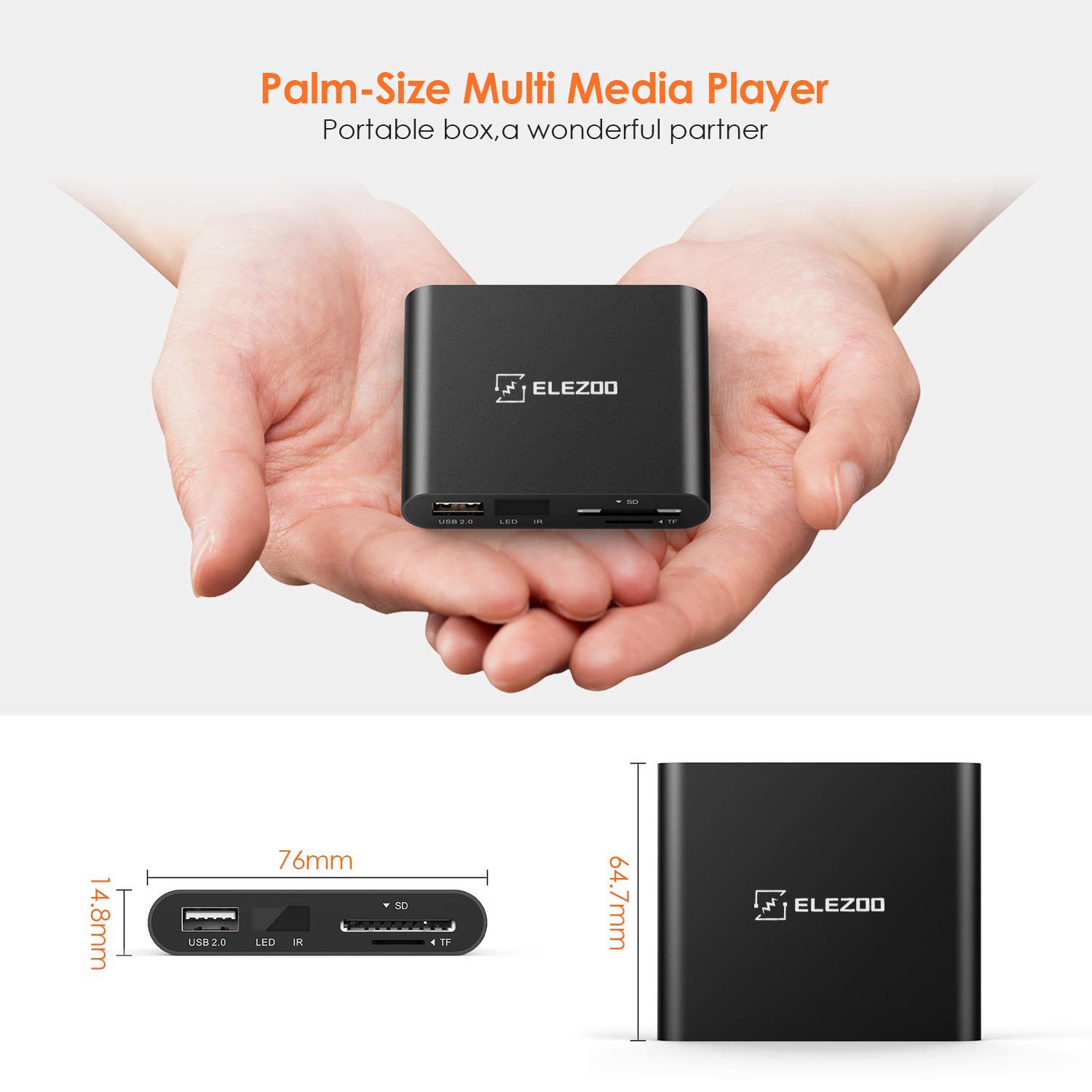 ELEZOO 4k/1080P/HDR/10BIT/H.265 media player for HDD disk , USB drivers, TF/SD cards