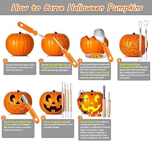 Halloween Pumpkin Carving Kit for Kids Adults13 PCS Professions Pumpkin Carving Tools Set Stainless Steel Heavy Duty Pumpkin Carving Knife Sculpting Tools for Jack-O-Lanter