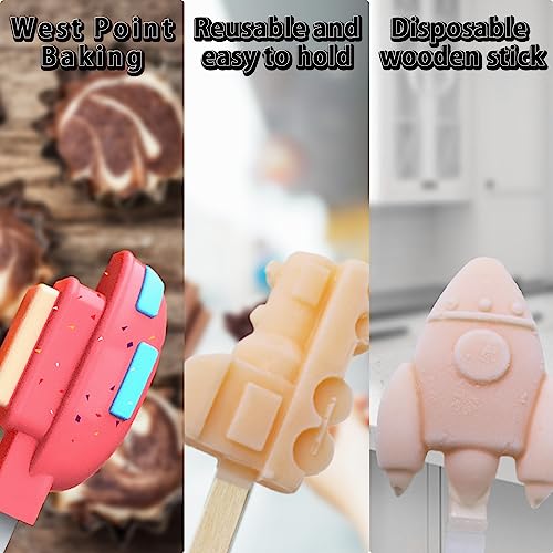 Homemade Popsicle Molds Shapes, Silicone Popsicles Molds 3 Pcs, Ice Cream Molds for Adults Kids Food Grade Ice Molds with Reusable Plastic Sticks, Dinosaur Rocket Car Shape Popsicle Maker (Purple)