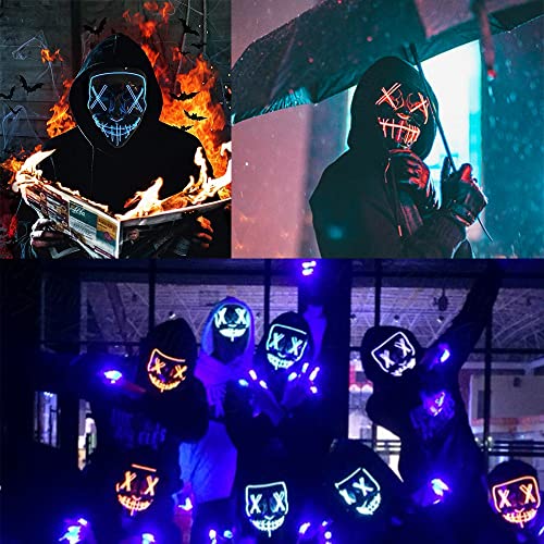 Digcreat Halloween Glowing Mask, LED Light up Masks for Gifts, Festival, Halloween Party(Red)