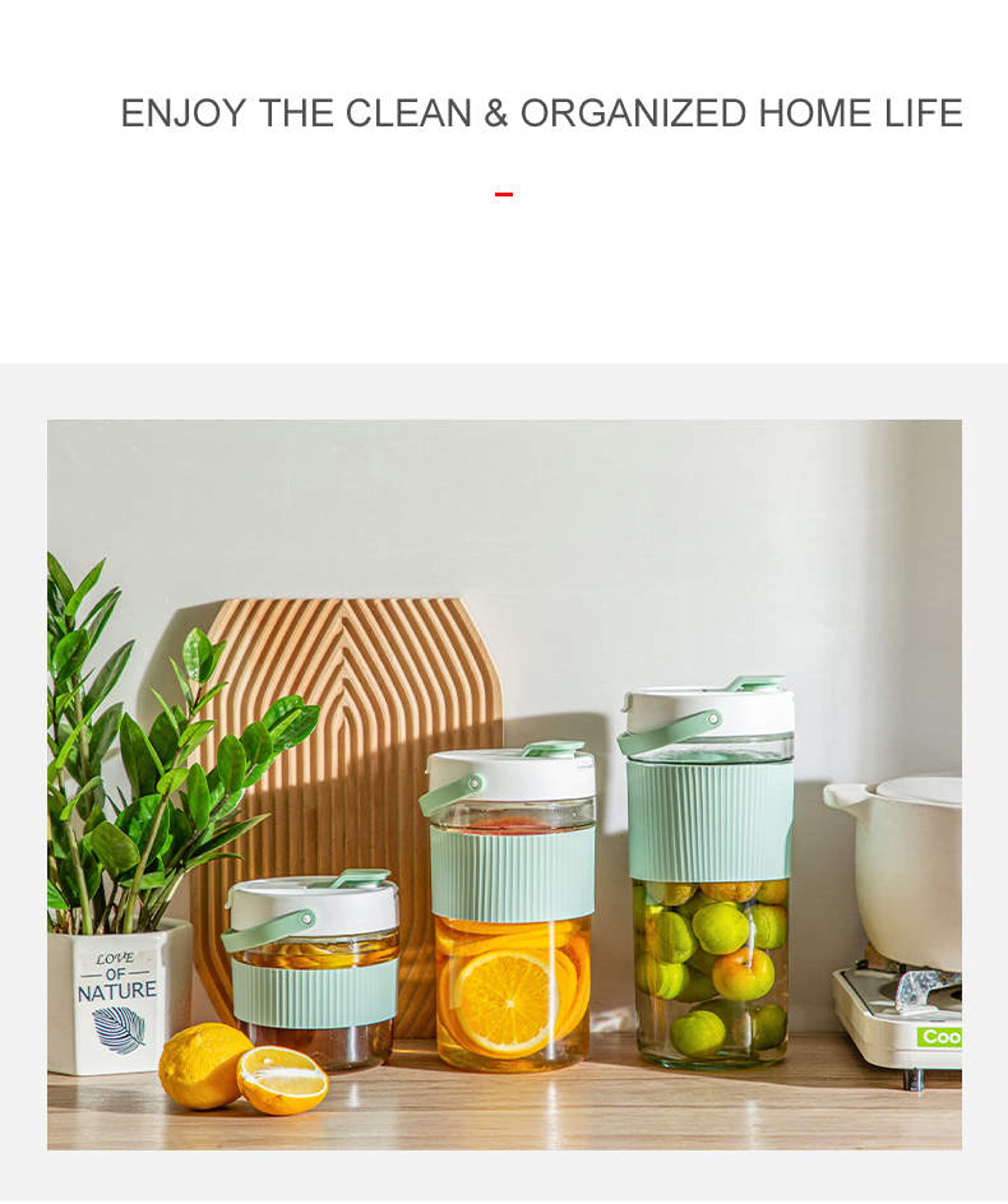Home Legion multipurpose glass pickle jar with strainer 1 pieces small for kitchen 900ml green