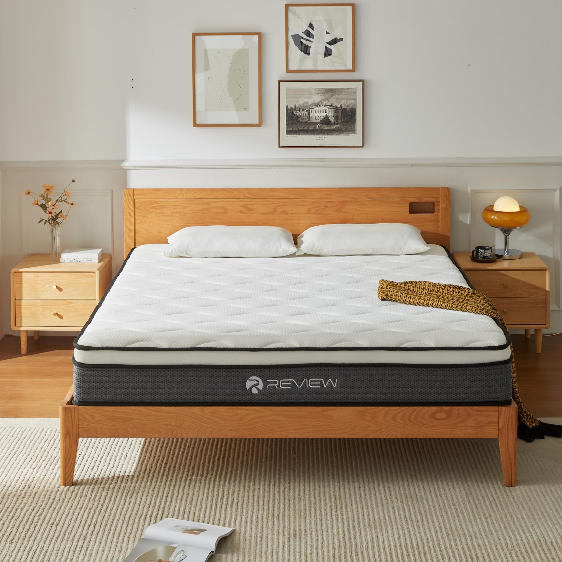 Review King Mattress, 10 Inch King Size Mattress in a Box,Memory Foam Hybrid Mattress,with Individual Pocket Spring for Motion Isolation & Silent Sleep, Pressure Relief,Medium Firmness.