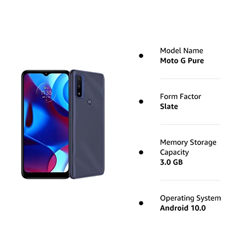 Motorola Moto G Pure | 3/32 GB | 2 Day Battery | 13 MP Camera | Deep Indigo | for Verizon (Deep Indigo (Verizon))