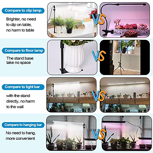 JCBritw Desktop LED Grow Light Bar T8 2ft Plant Growing Lamp on Stand for Indoor Plants White Full Spectrum Adjustable Tabletop Plant Light for Seed Starting, Seedlings, Veg, Flower