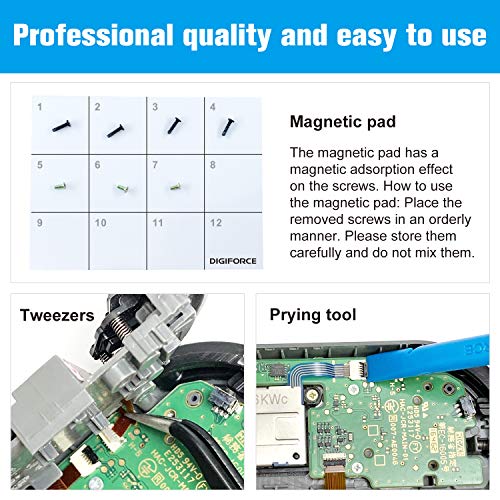 DIGIFORCE 2 Pack Joycon Joystick Replacement for Nintendo Switch lite, Joycon Repair Kit for Switch (Tri-Wing, Cross Screwdriver, Pry Tools, Magnetic Pad & 2 Thumbstick Caps)