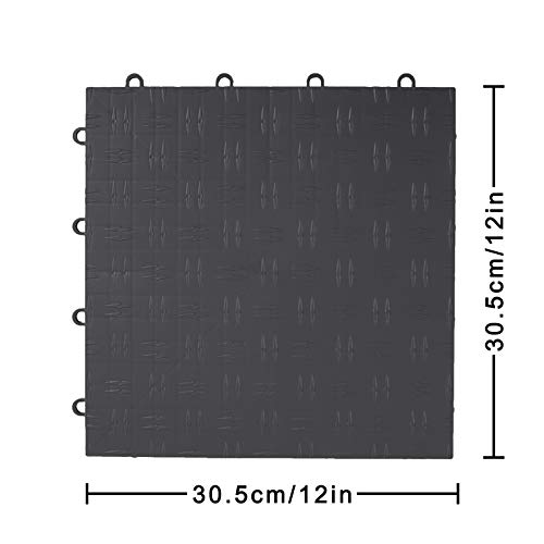 VEVOR Garage Floor, Durable Interlocking Floor Tiles, 50 Pack, Non-Slip Diamond Plate Garage Tiles, Support up to 55,000 lbs for Car Garage, Basements, Gyms, Repair Shops (12 x 12 inch, Graphite)