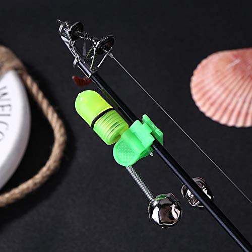 HaHawaii Twin Bells Ring, LED Light Night Fishing Lamp Luminous Stick Bell Ring Bite Alarm Accessories - Red