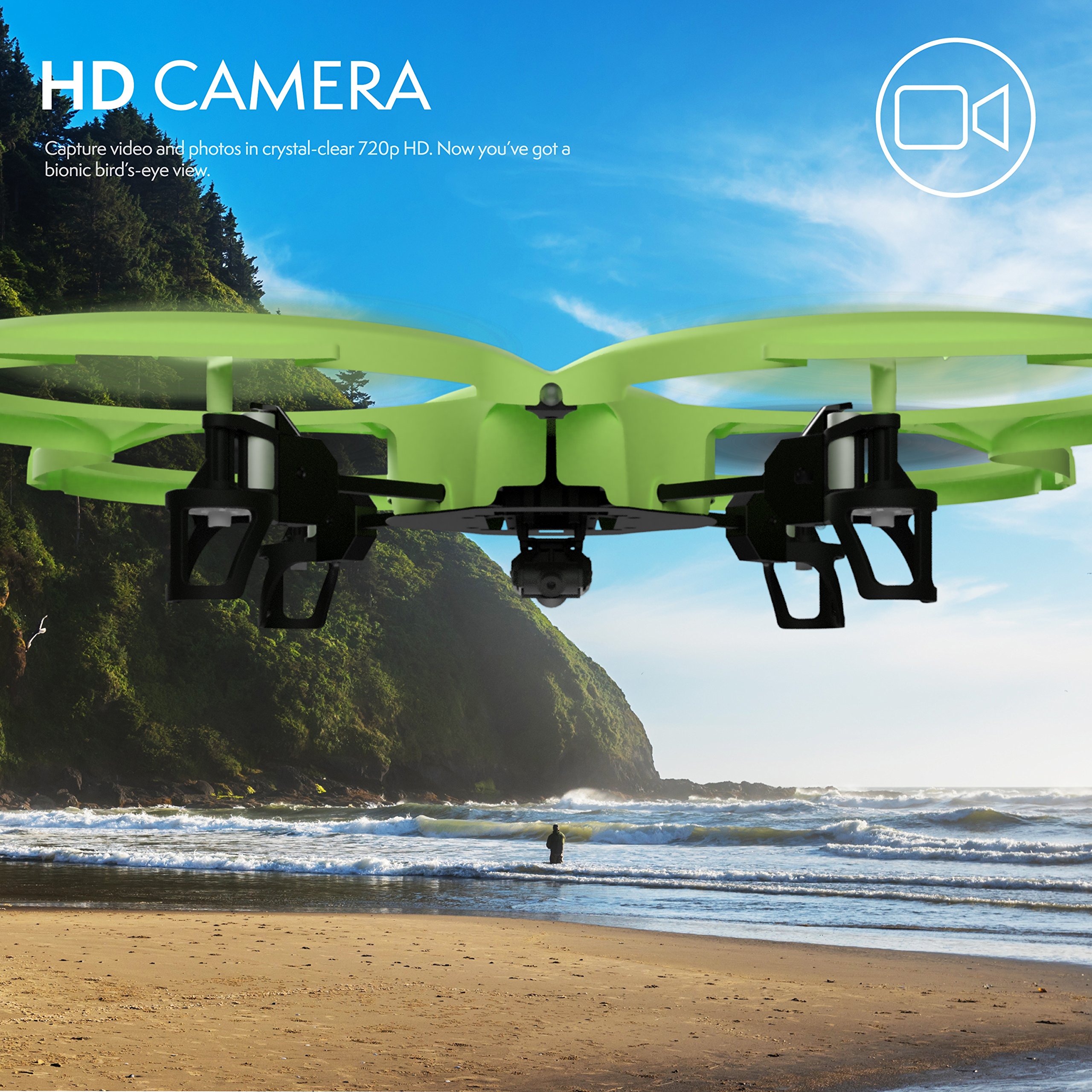 Force1 U818A HD+ RC Drone with Camera for Adults - Long Distance Remote Control Drone Quadcopter with 720P HD Drone Camera, 6-Axis Gyro, Headless Mode, Return Home, 4GB SD Card, and 2 Drone Batteries
