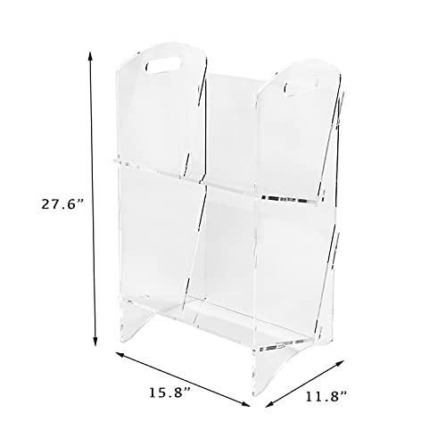 Mouchoi Acrylic Bookcase, Corner Bookshelf, Acrylic Tabletop Display Shelf, Modern Clear Display Stand, Sturdy Storage Shelf, 2 Tier