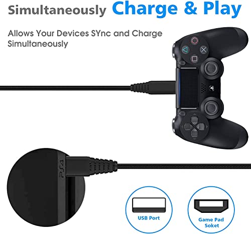 PS4 Controller Charger Cable,Playstaion 4 Charging Cord 10ft 2Pack for Sony Playstaion 4,PS4 Slim/Pro,Dualshock 4,Xbox One/One X,Micro USB High Speed Data Sync Power Wire,Nylon Braided Extra Long