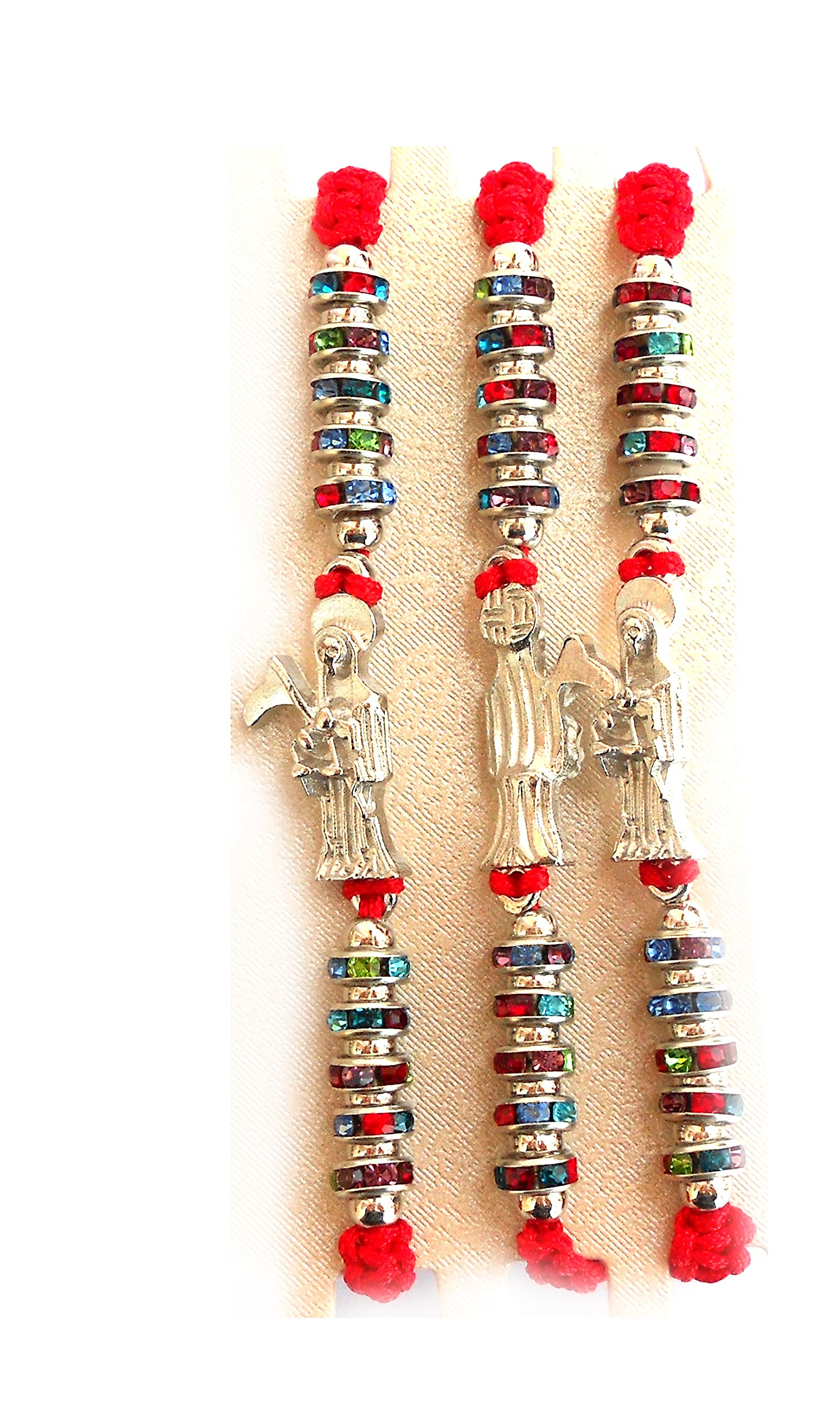 Dijkoo String Saint Death Grim Reaper Bracelets/Pulsera de Hilo Rojo Santa Muerte Set of 3