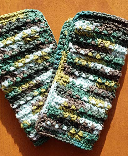 Handmade crochet washcloths, dishcloths, 100% cotton set of 2 * thick and dense* (Rickrack)