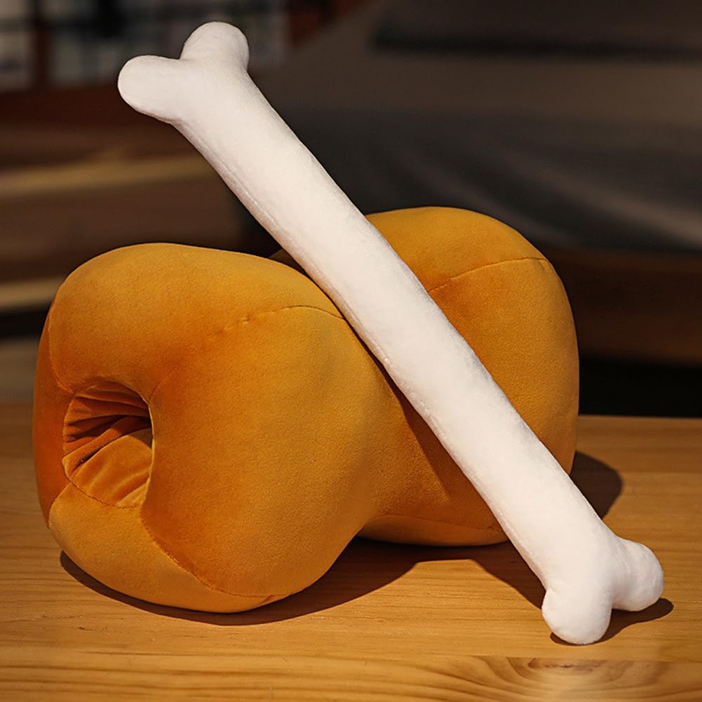 ONEPIECE LUFFYs Favorite 3D Super Soft Roast Meat Bone Plush Pillow with Brooch pin, Bedding Cozy Plush Decorative Pillow, Funny Meat Bone Stuffed Soft Throw Pillow