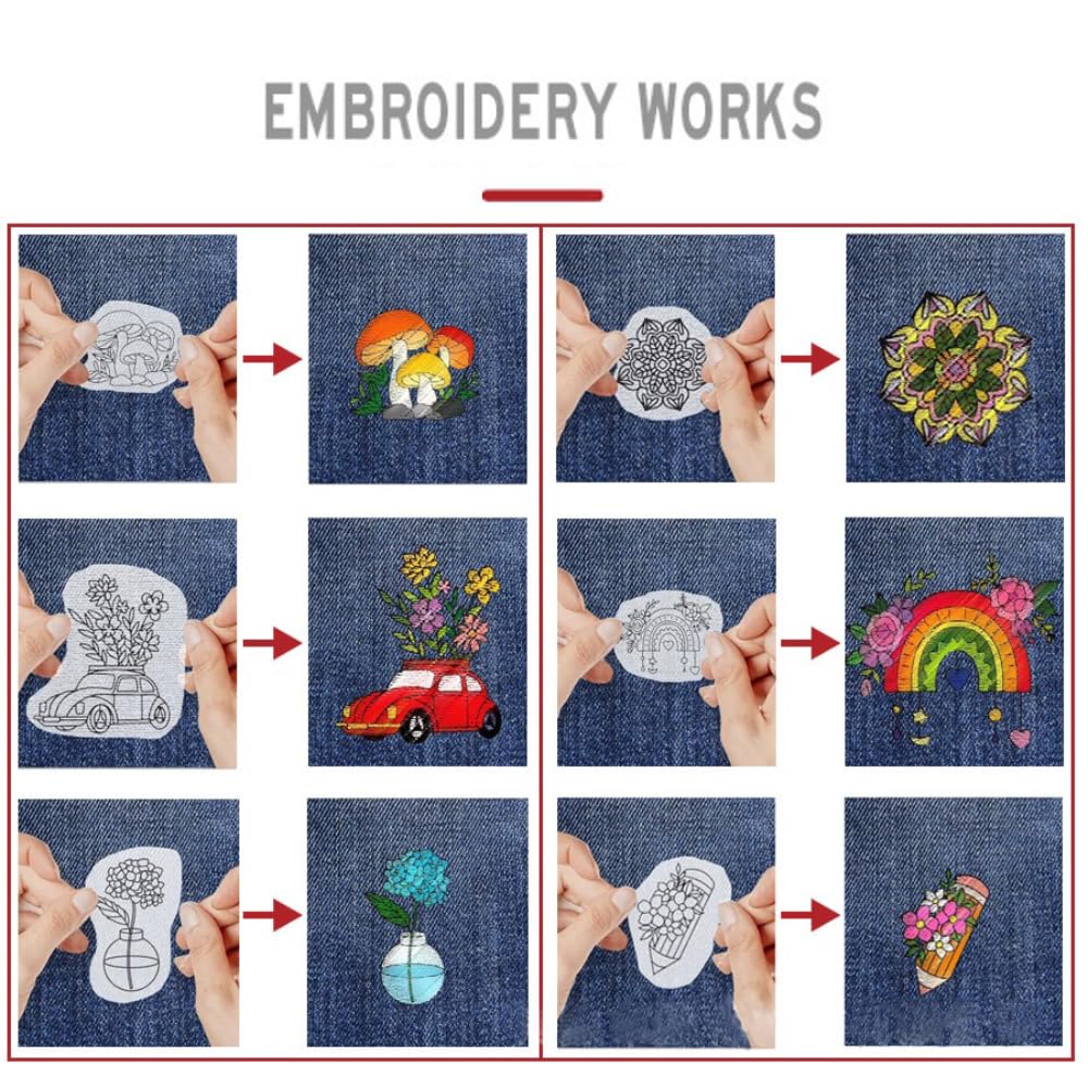 Karpoulra 6 Sheets 8.5"x11" Sticky Water Soluble Embroidery Stabilizer, Dissolvable Printable Self Adhesive Wash Away Stabilizer for Print or Draw Patterns Hand Machine Embroidery