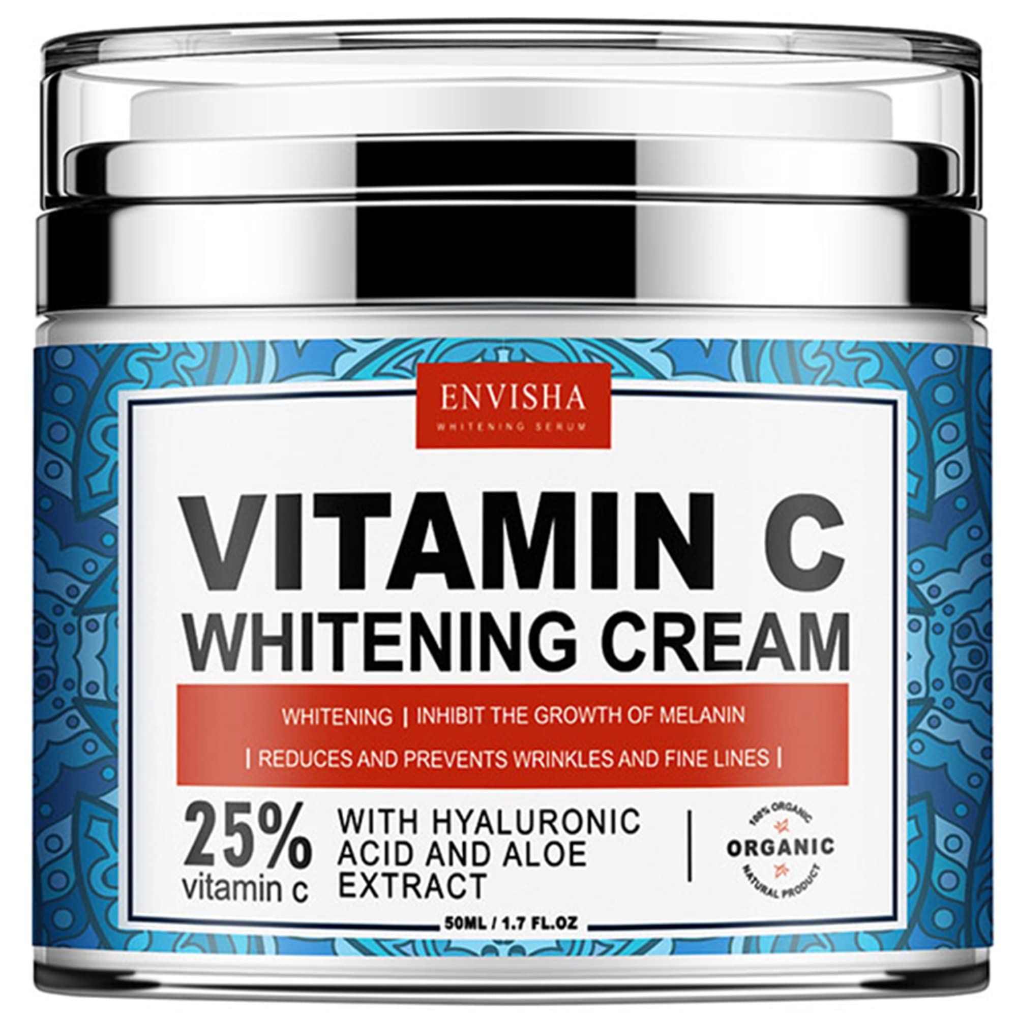 ENVISHA Vitamin C Moisturizing Cream for Face - Improves Skin Texture, Glow and Elasticity - Reduces Wrinkles, Fine Lines and Dark Spots - 50ml