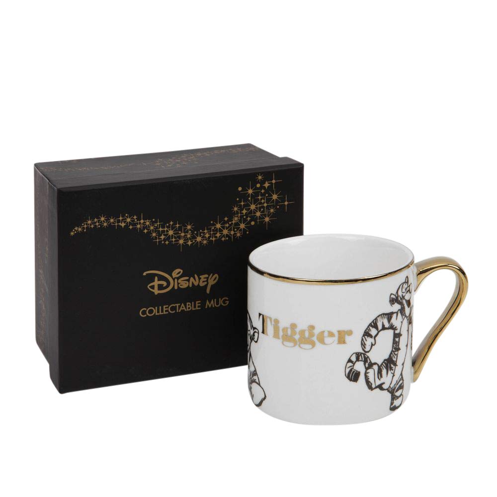 Happy Homewares Tigger Classic Collectable New Bone China Mug with Gold Trim and Gift Box - Officially Licensed
