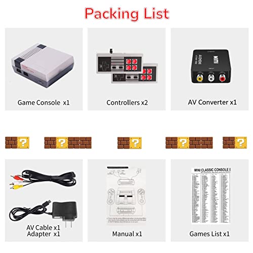 Retro Game Console,Classic Game System Built in 620 Games and 2 Classic Controllers,RCA and HDMI HD Plug and Play Video Games for Kids