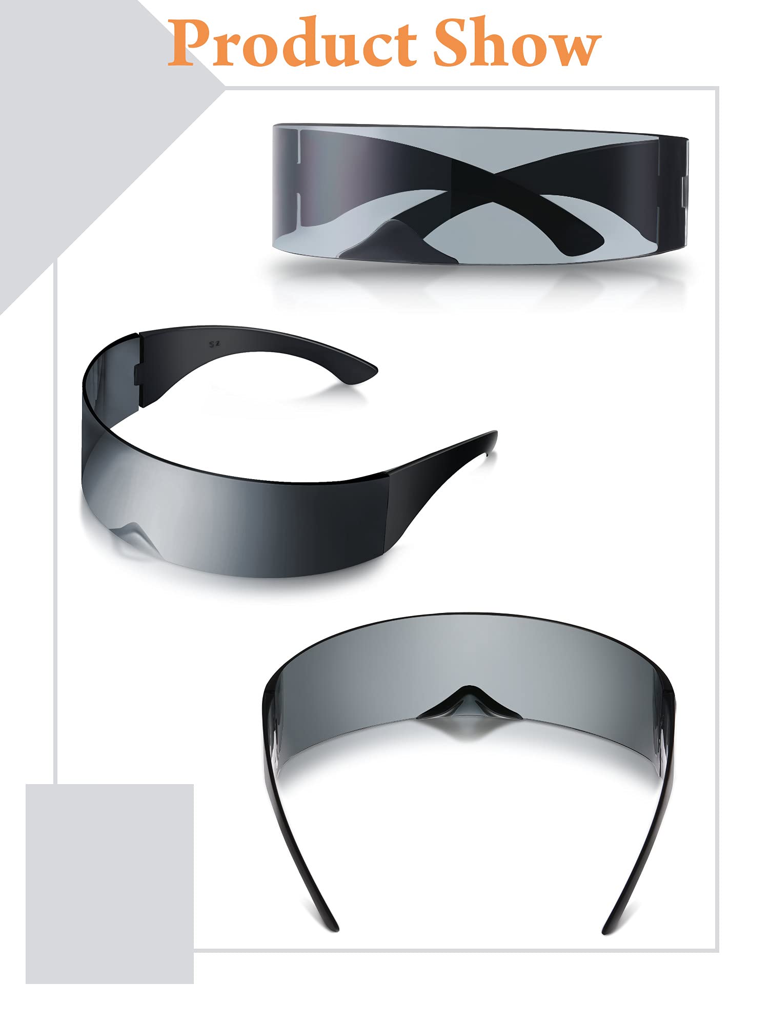 Honoson 6 Pieces 80s Futuristic Cyclops Visor Sunglasses with Semi Translucent Back to Future Inspired Costume Futuristic Wrap Visor Sun Glasses for Men Women Cyclops Futuristic Style