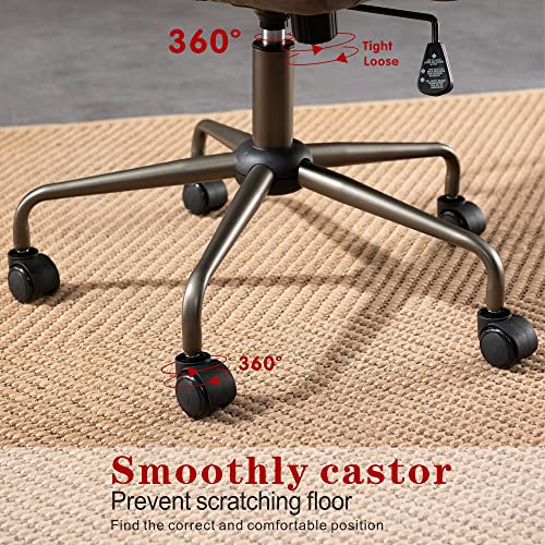 ovios Ergonomic Office Chair Modern Computer Desk Chair Suede Fabric Desk Chair with Armrests for Executive or Home Office (Dark Brown)