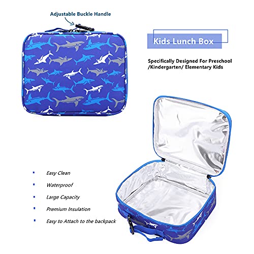 NICE CHOICE Preschool Backpack Kindergarten Elementary School Little Kid Toddler Backpacks With Lunch Bag Pencil Case Set for Boys and Girls with Chest Strap (Blue Shark)
