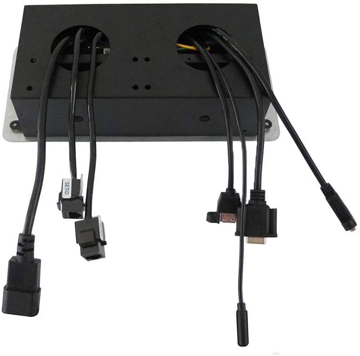 Zeshan Pop up Outlet Desktop Connection Box with 2 Independent Power, USB, RJ45, VGA, HDMI, 3.5 mm Audio for Office Black