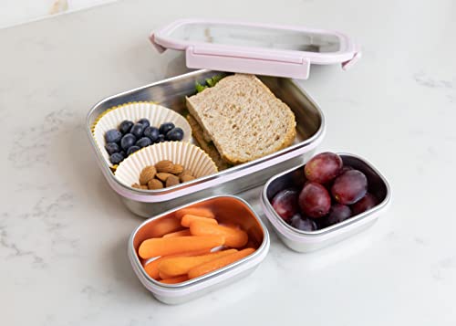 MIRA 3 Set Food Storage Containers with Lids, Stainless Steel Reusable Lunch & Food Nesting Containers, Candy Pink