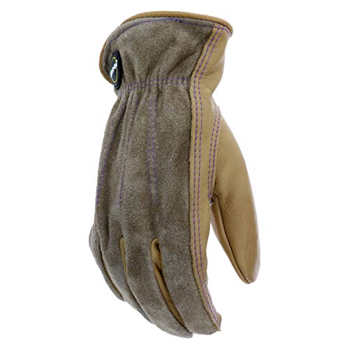 Miracle-Gro MG86006 Aqua Armor Cow Grain Palm Gloves - [1 Pair, Medium/Large] Women Gloves with Shirred Elastic (Pack of 2)
