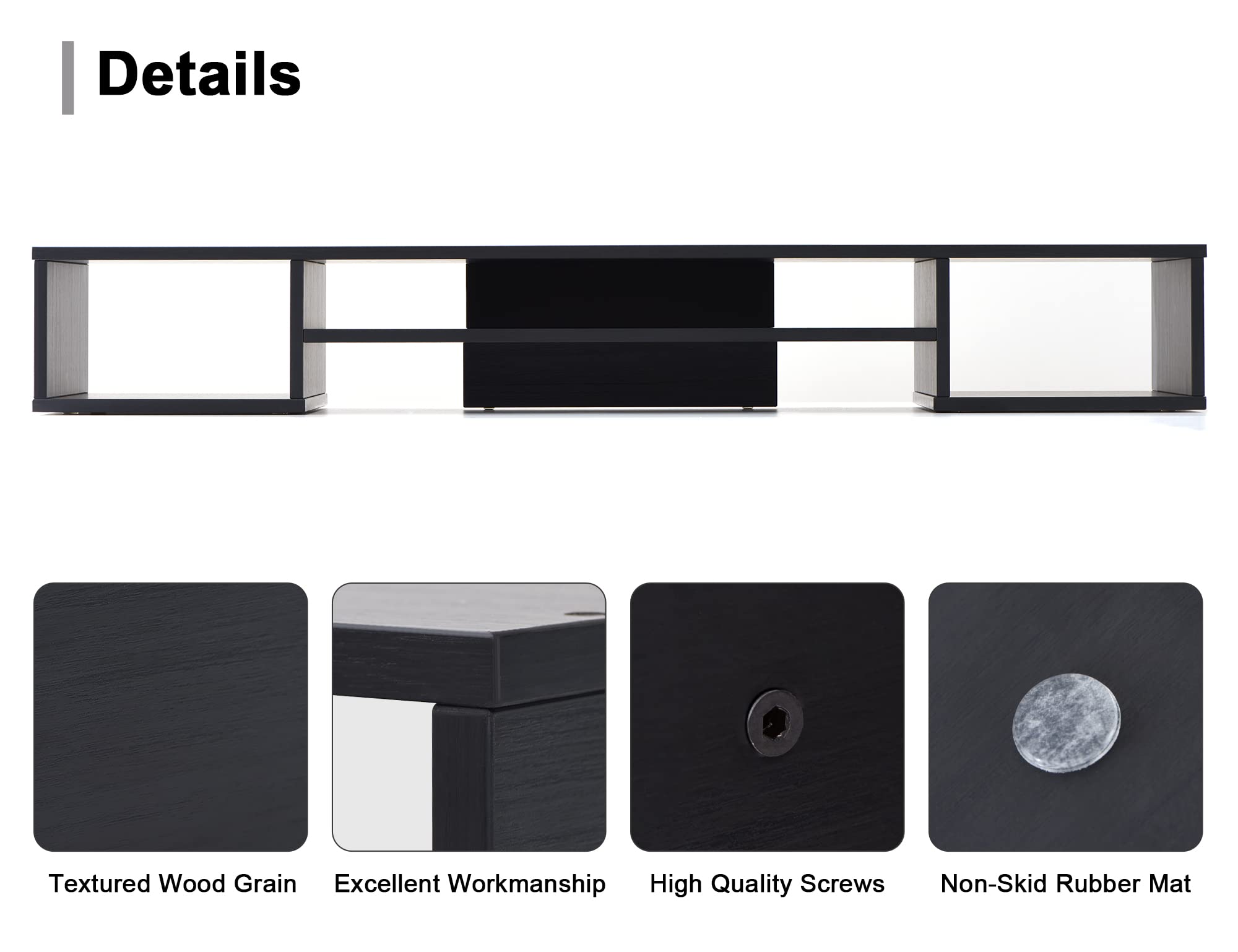 GICLAIN Dual Monitor Stand, Computer Dual Monitor Riser, Multi Screen Monitor Stand with 4 Storage Compartments (Black)