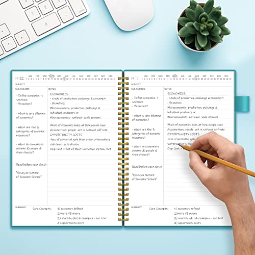 Regolden-Book Cornell Note Notebook, Study Note Taking System, Classic and Simple Design, Ldeal for Easy Learning and Record Keeping (Teal)