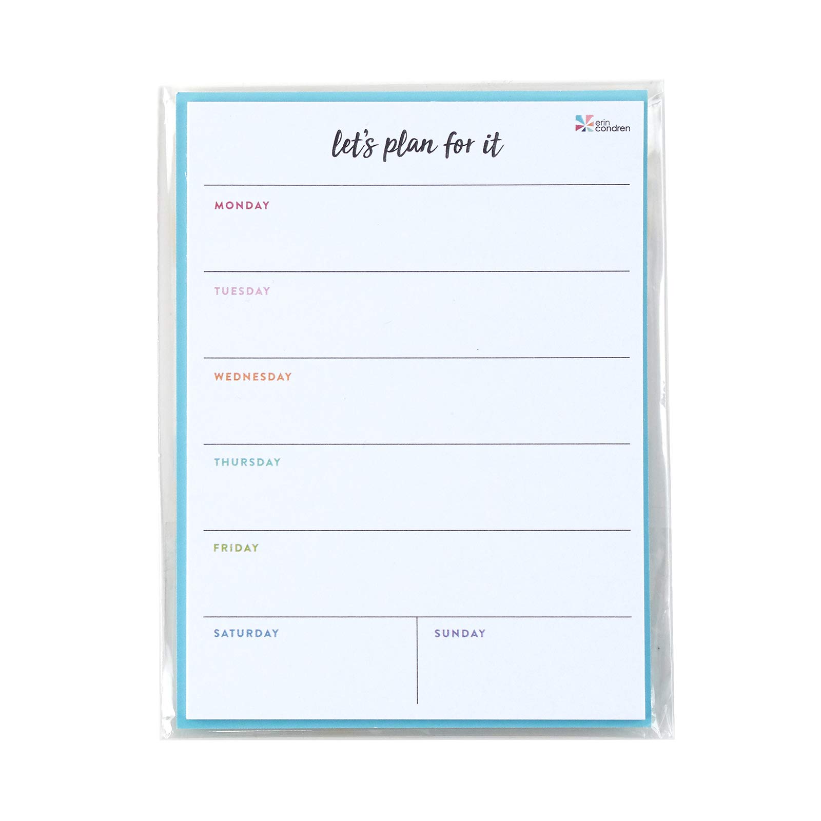 Erin Condren Weekly Sticky Notepad - 3.85" x 5.25" Adhesive Weekly Schedule Pad Fits Erin Condren Desk Stand, 7 Daily Sections, 20 Sheets for 20 Weeks of Planning