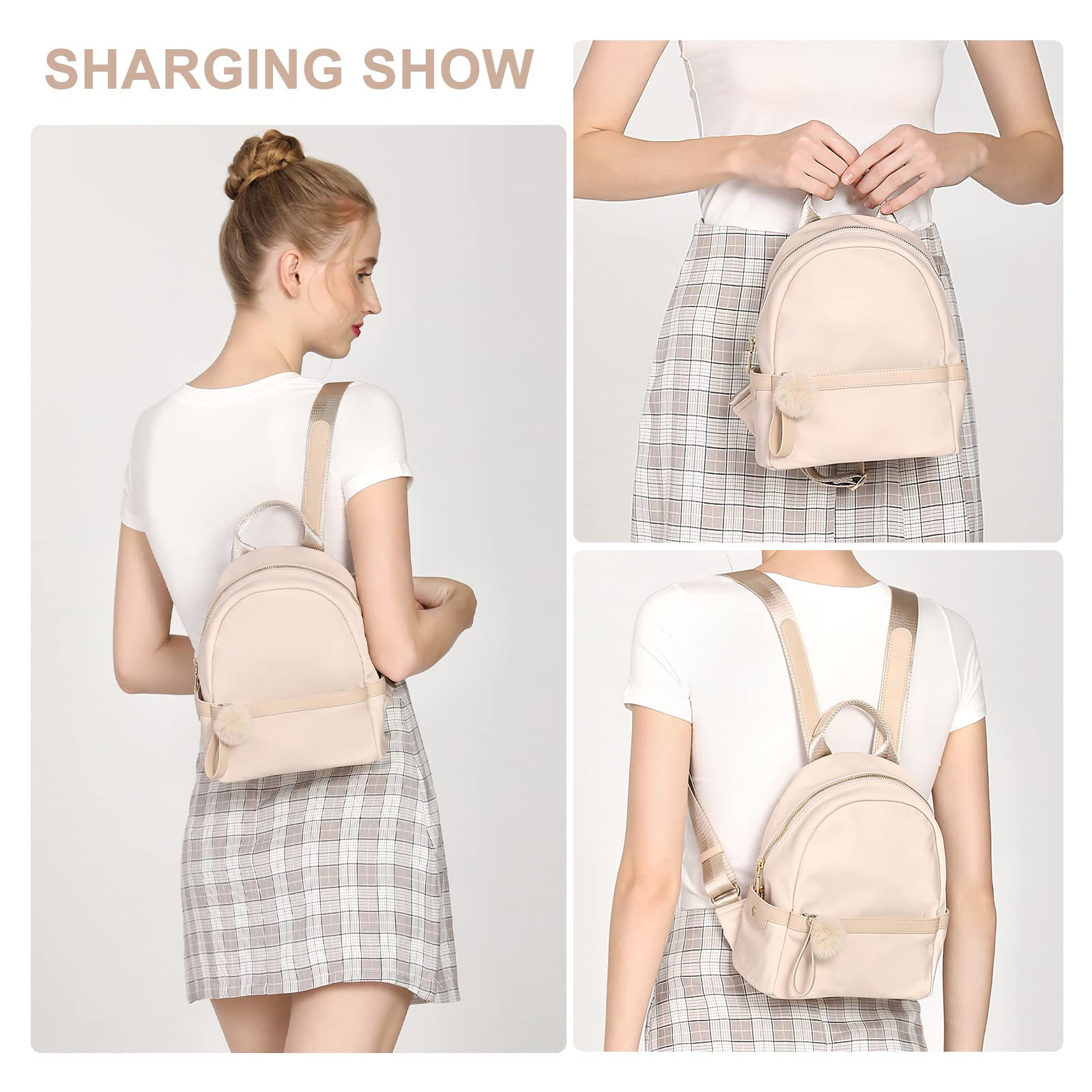 Fashion Mini Backpack Purse for Women, Lightweight Cute Small Backpack, Anti Theft Backpack Daypacks Lady Handbags, Beige