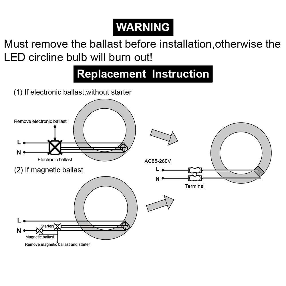 FAGUANGAO 8 Inch T9 Circline Fluorescent Light Bulbs, FC8T9 LED Replacement for 22W Circular Ceiling Light Bulb, 6000K Cool White, 1200LM, 4-Pin Base, Ballast Bypass Required