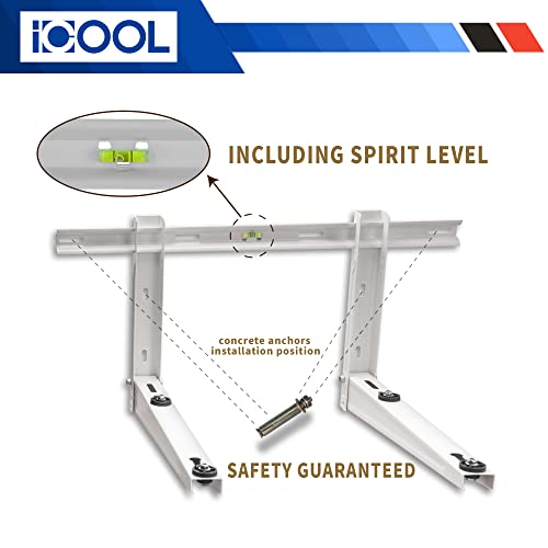 ICOOL Mini Split Wall Mounting Bracket for 9000-36000 BTU Universal Ductless Air Conditioners, Heat Pumps, Compressors & HVAC Systems, Outdoor Heavy Duty Foldable Wall Mount Condenser Bracket
