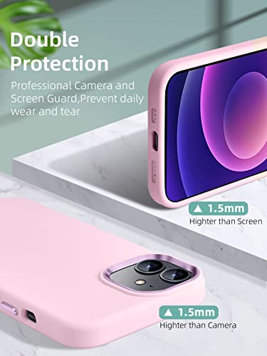 Ownest Compatible for iPhone 12 Case and iPhone 12 Pro Case 6.1 Inch with Silicone Shockproof Protective Slim Phone Case for iPhone 12/12 Pro with [Soft Touch Microfiber Lining]-Light Pink