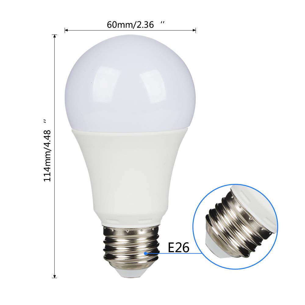 FAGUANGAO Dusk to Dawn Sensor Bug Light Bulb, A19 Yellow LED Bulb, 7W Equivalent 60W Auto On/Off Amber Light Bulb for Outdoor Backyard, Porch, Patio, Garage, 2000k, E26 Base, 4 Pack