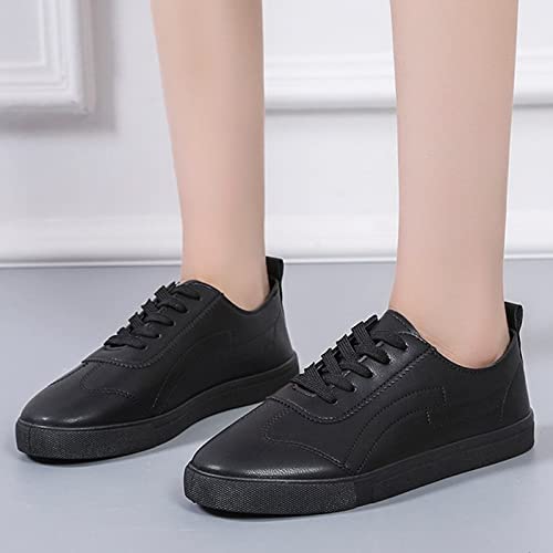 Fashion Printing Women's Single Shoes Flat Bottom Lace Round Head Solid Color Comfortable Casual Shoes Women Summer