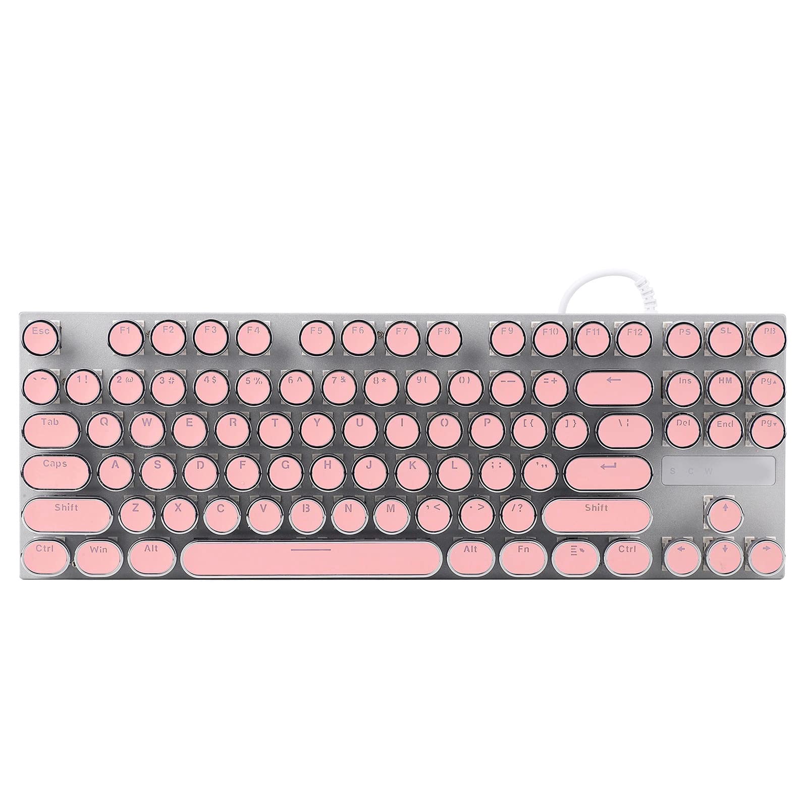 Mechanical Gaming Keyboard, Red Switch Mechanical Keyboard, 87 Key Ergonomic Computer Keyboard, with 26 RGB Backlit USB Interface for Windows(Pink Electroplating Punk)