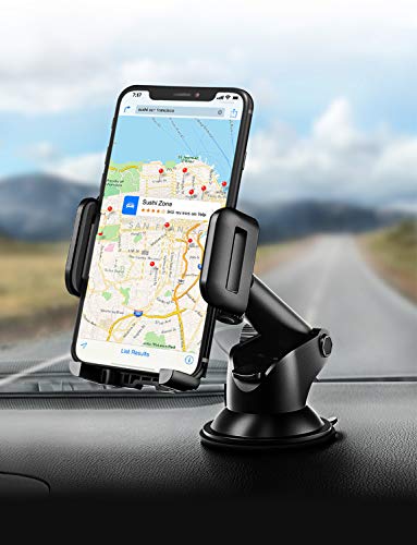 Gen-2 Dashboard Car Phone Holder, Windshield Car Phone Mount, with Strong Sticky Gel Pad for Iphone 11 Pro/ Max/ X/XS/XR/8Plus/8/7Plus/7/6Plus, Galaxy S10/9/8/7, Note9, Google, Moto, Black