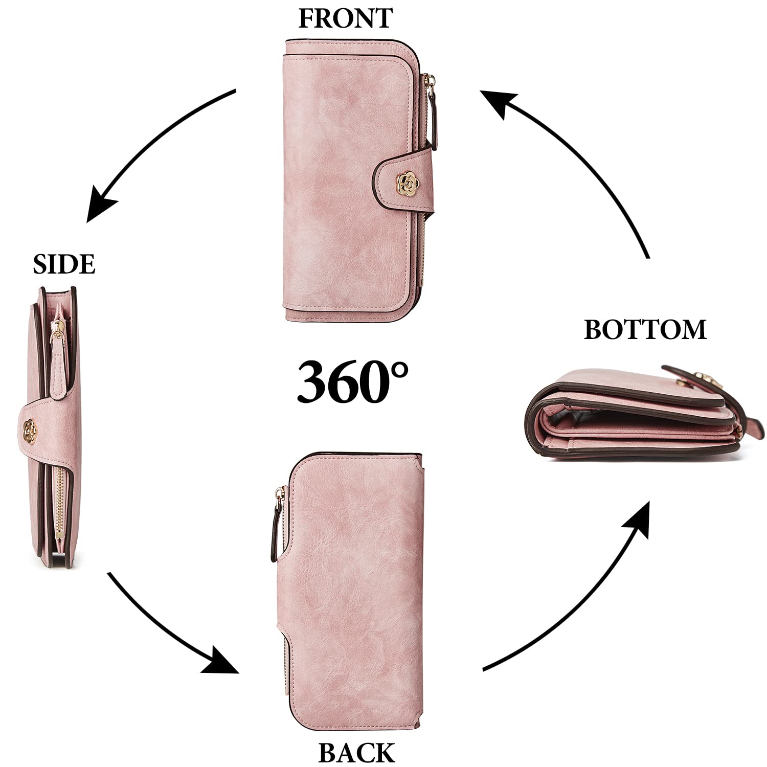 FOXLOVER RFID Wallet Women Soft Vegan Leather Trifold Multi Credit Card Holder Organizer Ladies Clutch